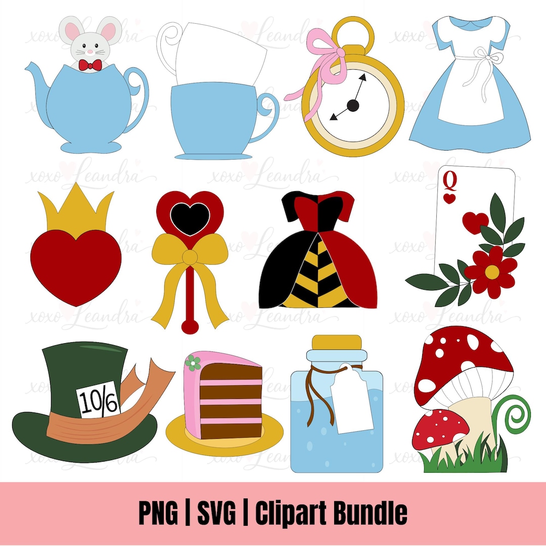 Onederland Clipart, Wonderland PNG Pack, Commercial Use - Alice Clipart ...