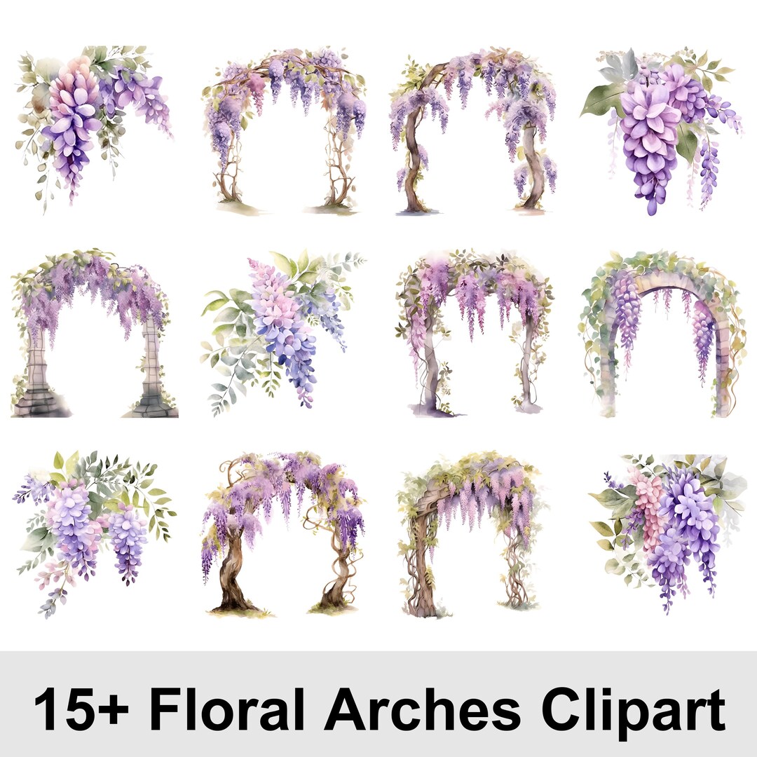 Watercolor Floral Arches Clipart 15+ PNG | Boho Flower Arch Frames ...