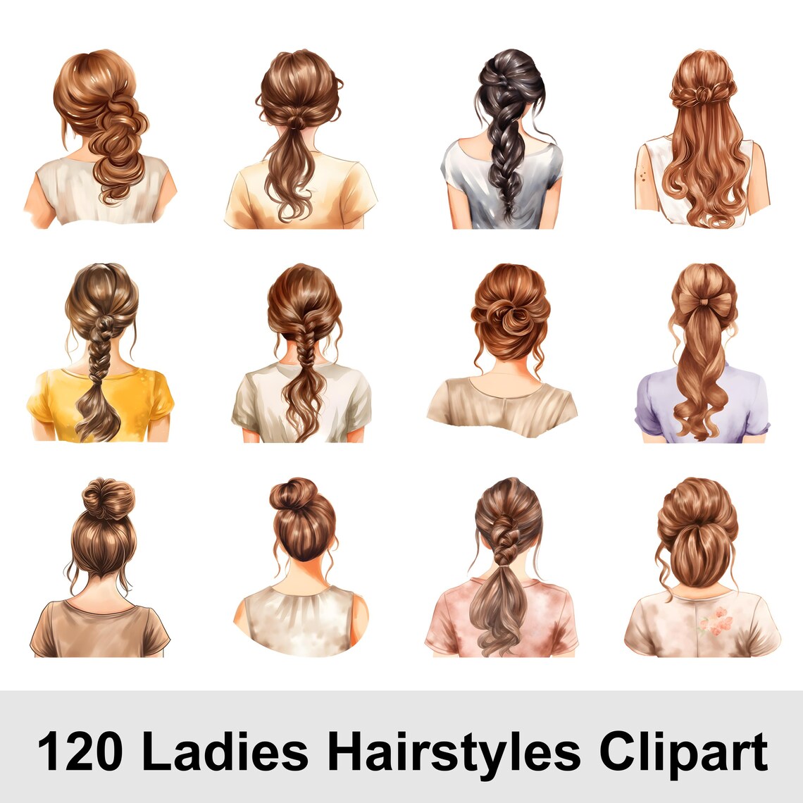 120 Cute Hairstyle Clipart PNG Bundle | Black Girl Hairstyles • Planner ...