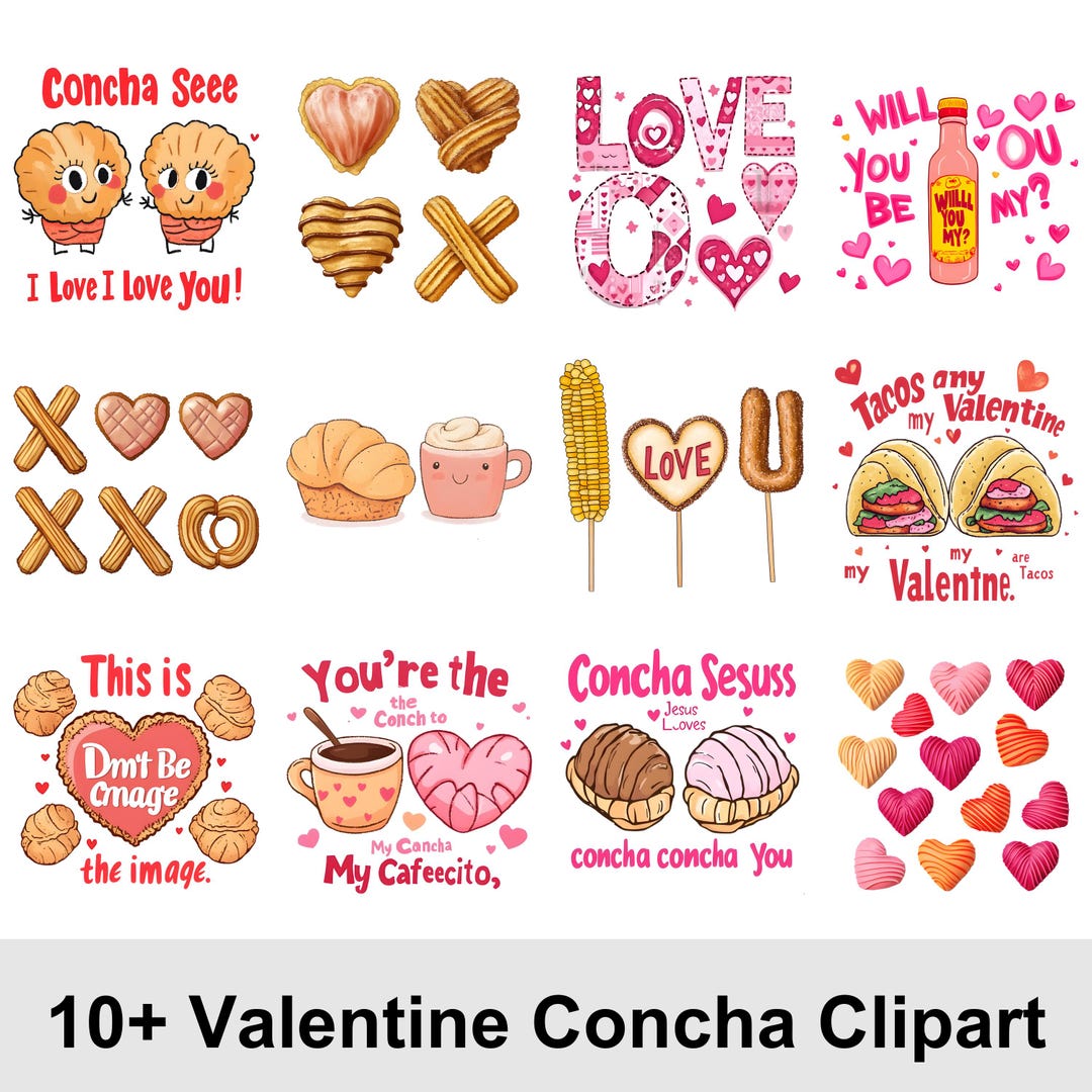 Concha Valentine Png Bundle • Cute Valentine Clipart Sublimation ...