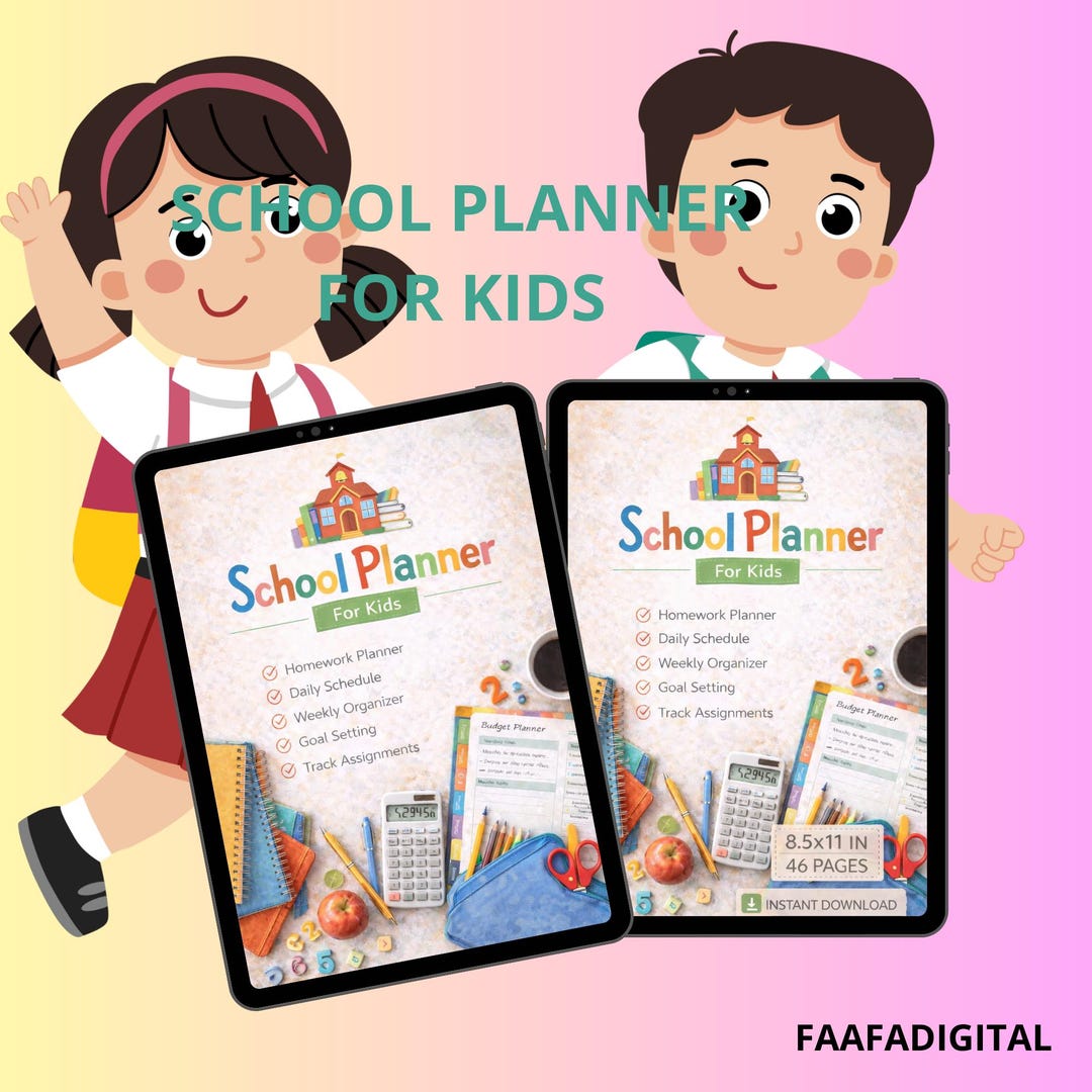 School Planner for Kids Printable 8.5x11 | Student Homework Planner ...