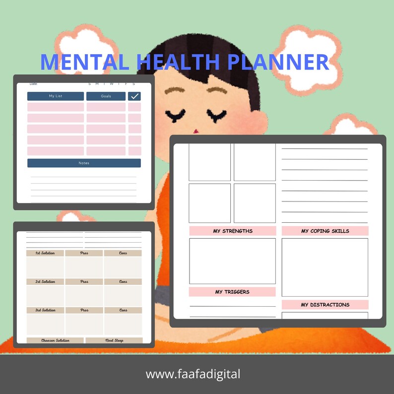 Mental Health Planner Printable | Self Care Journal | Anxiety & Mood ...