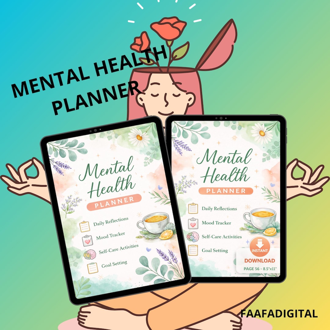 Mental Health Planner Printable | Self Care Journal | Anxiety & Mood ...
