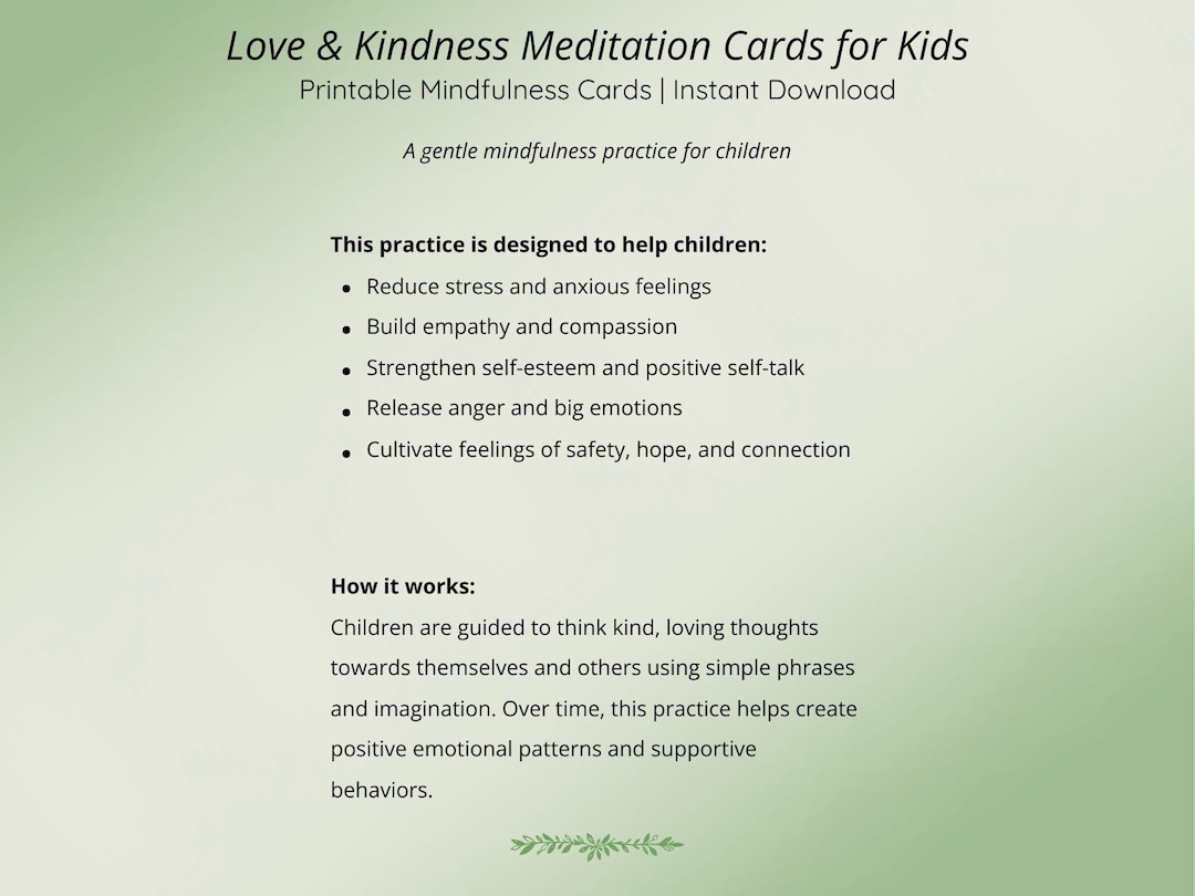 Love & Kindness Meditation Cards for Kids | Printable Mindfulness Cards ...