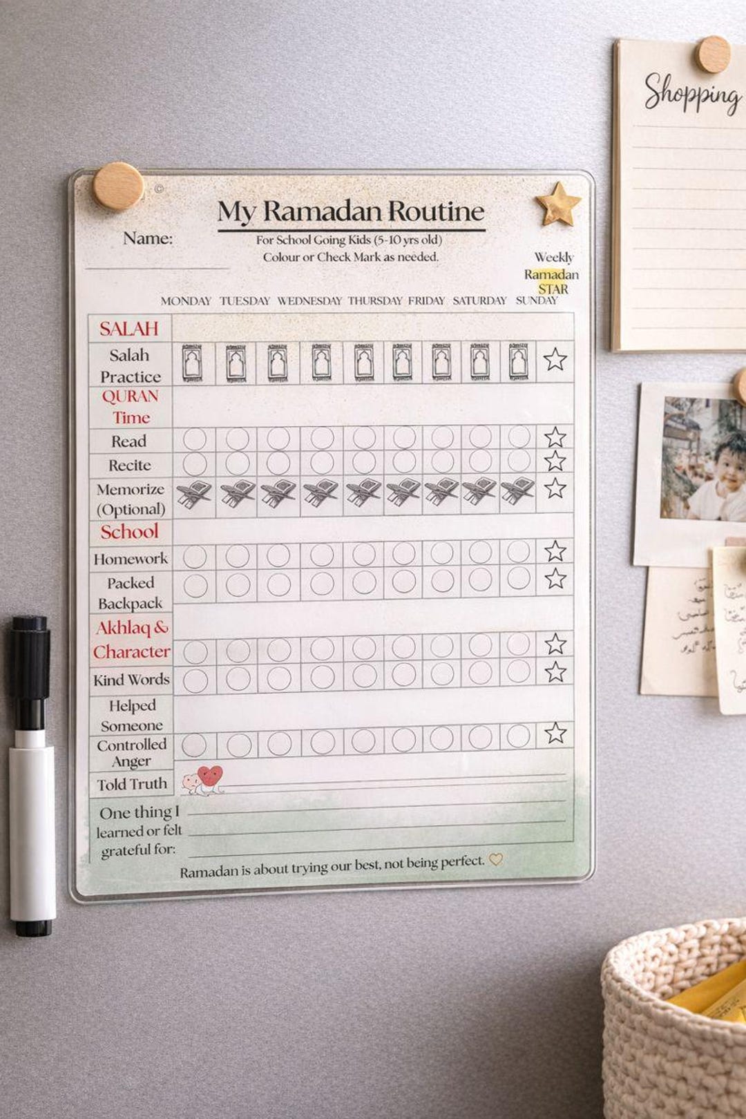 Ramadan Routine Chart for Kids – Islamic Planner, Salah, Quran (digital ...