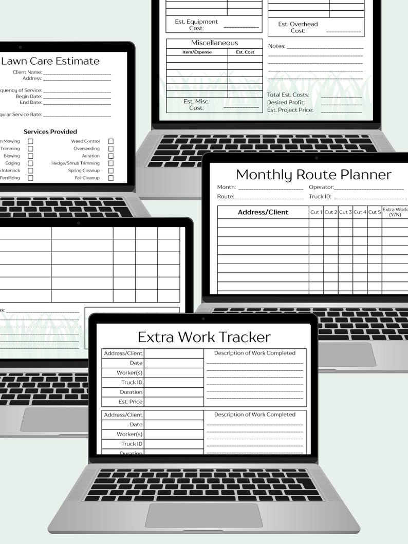 Lawn Care Route Planner & Field Tracking Bundle (printable + Fillable ...