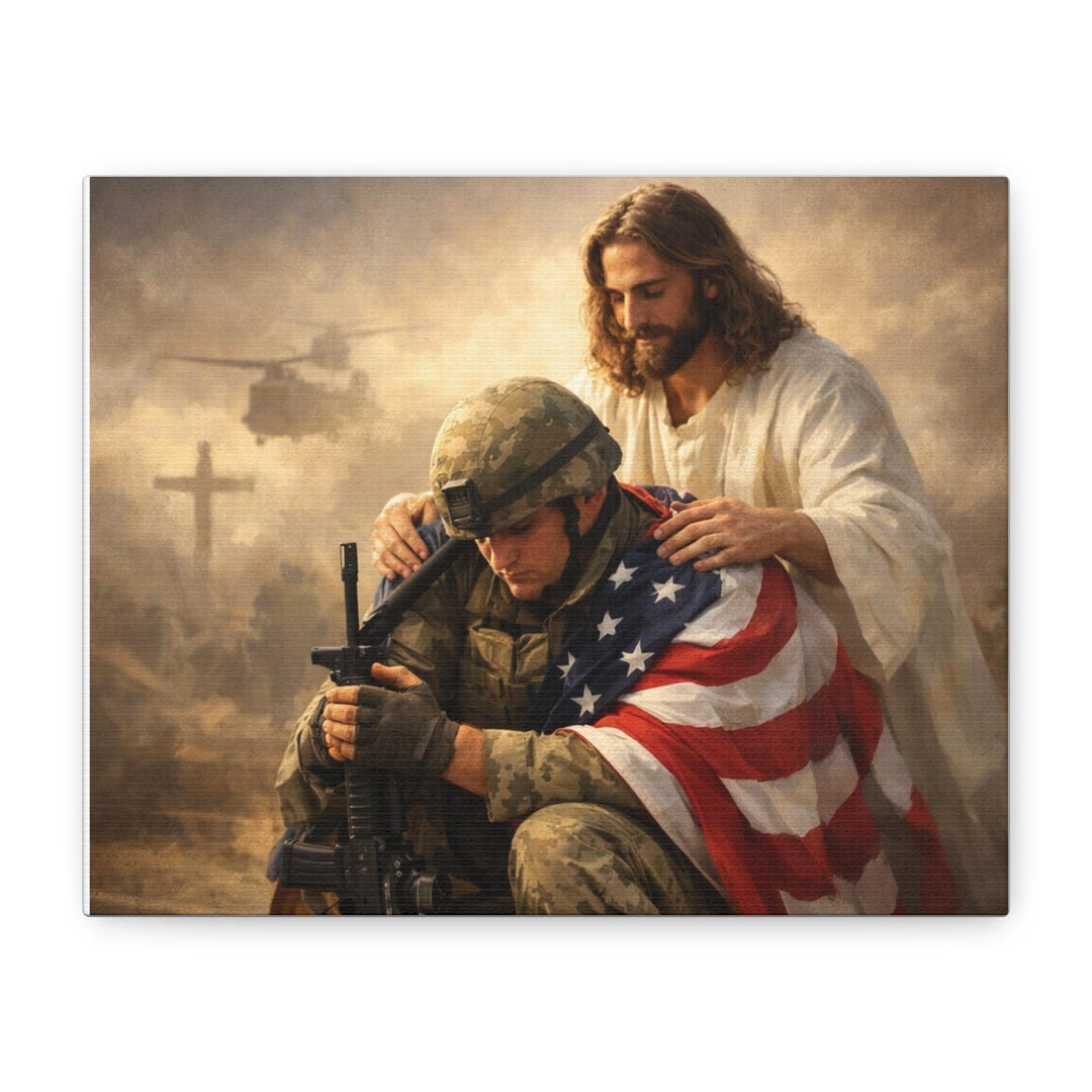 Jesus Embracing Soldier Matte Canvas - Etsy