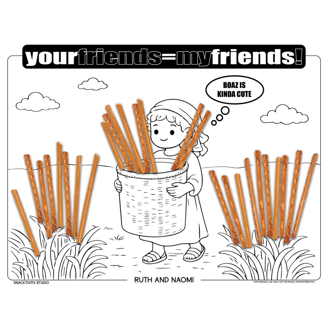 Ruth and Naomi SNACKTIVITY! Printable Bible Coloring Page for Kids ...
