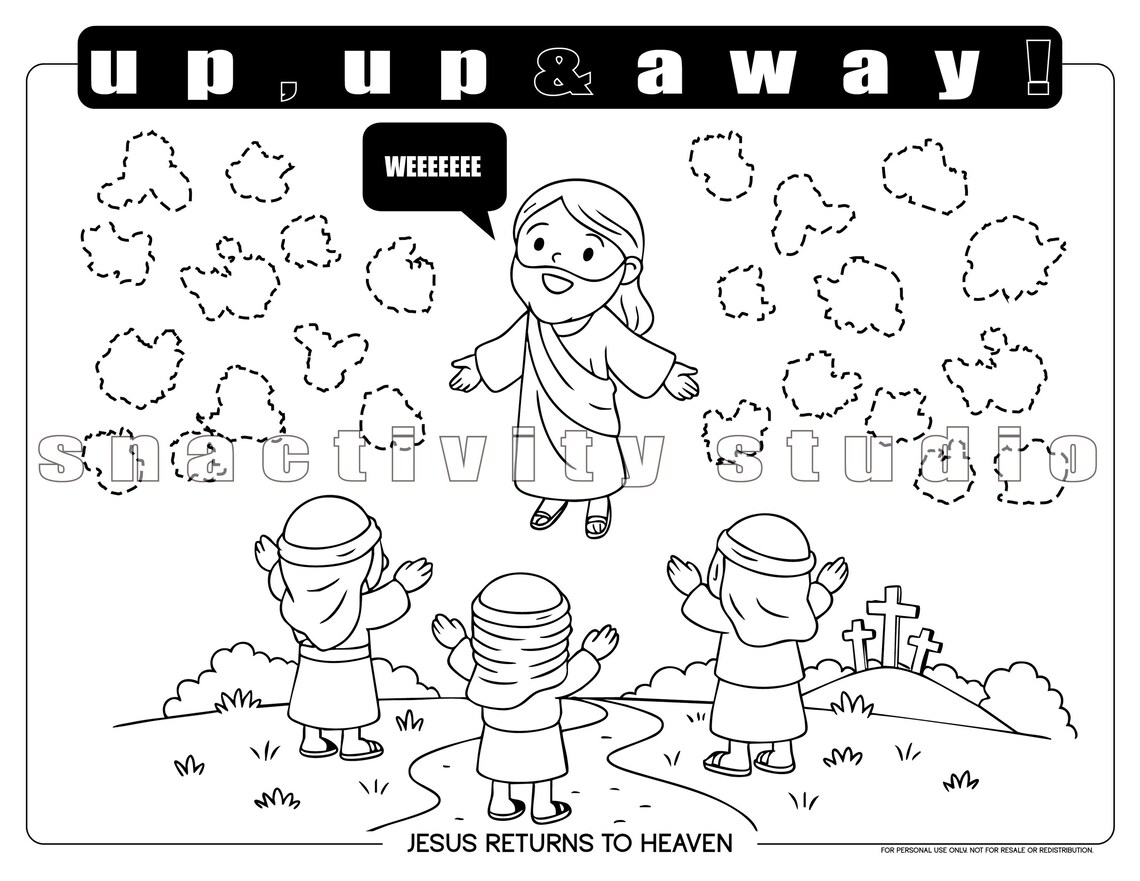 Jesus Returns to Heaven SNACKTIVITY! Printable Bible Coloring Page for ...