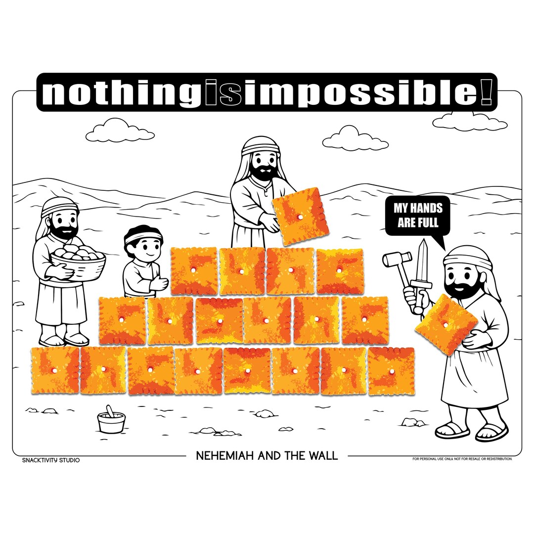 Nehemiah and the Wall SNACKTIVITY! Printable Bible Coloring Page for ...