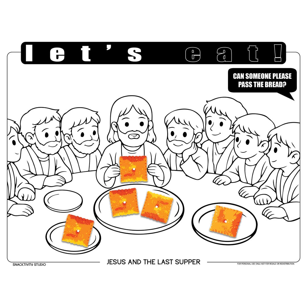 Easter - the Last Supper SNACKTIVITY! Printable Bible Coloring Page for ...