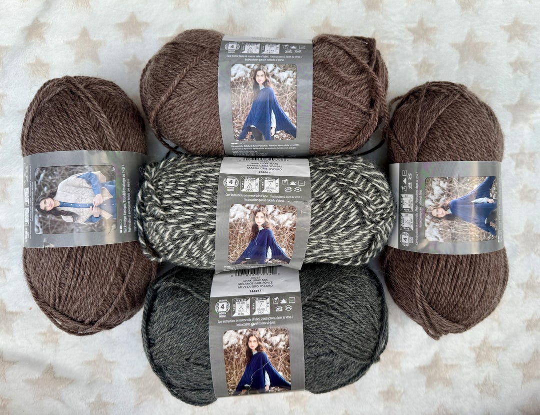 5 Skeins 500 Grams Classic Wool Worsted Yarn 100% WOOL by Patons, Brown ...