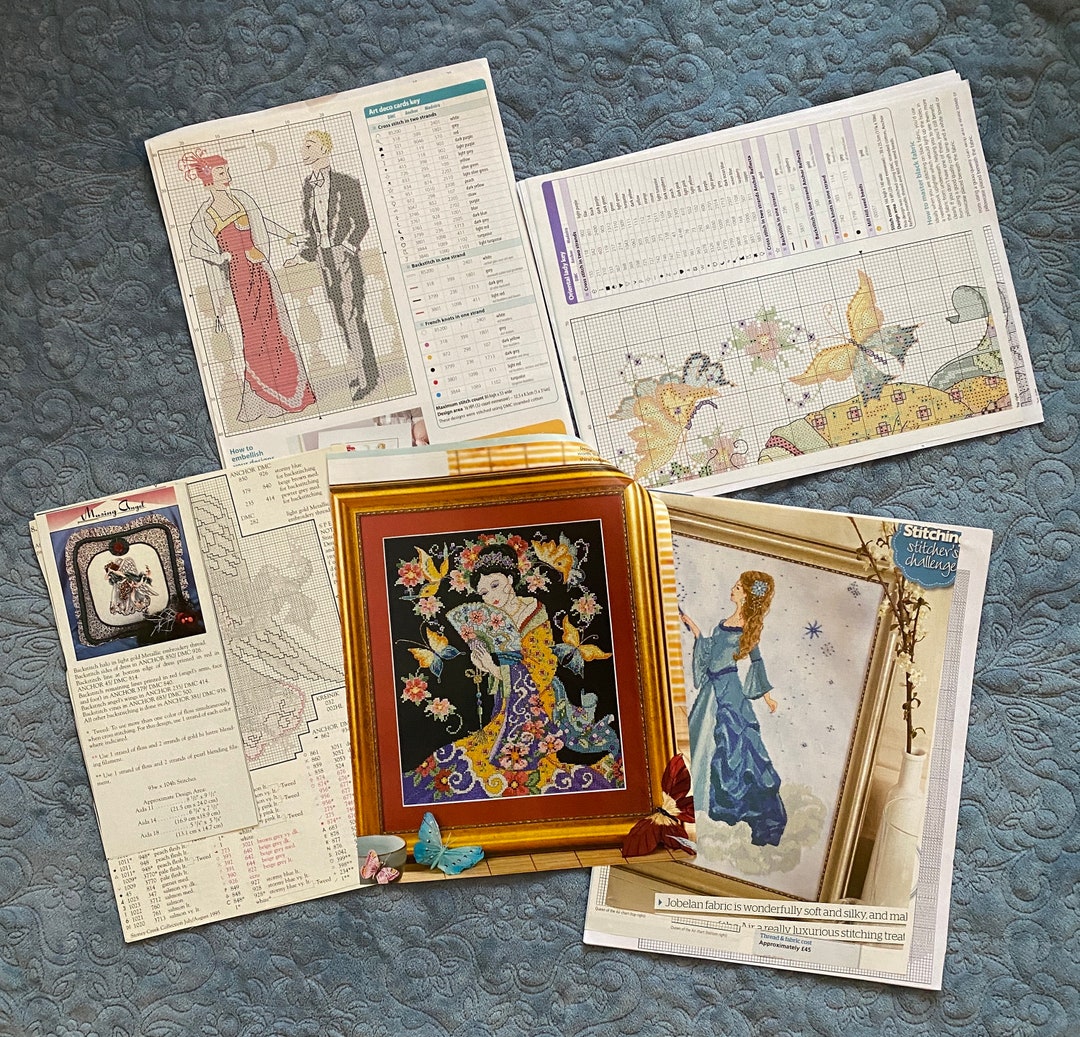 Criss Stitch Embroidery Charts Patterns, Magazine Cut Out Lot, Oriental ...