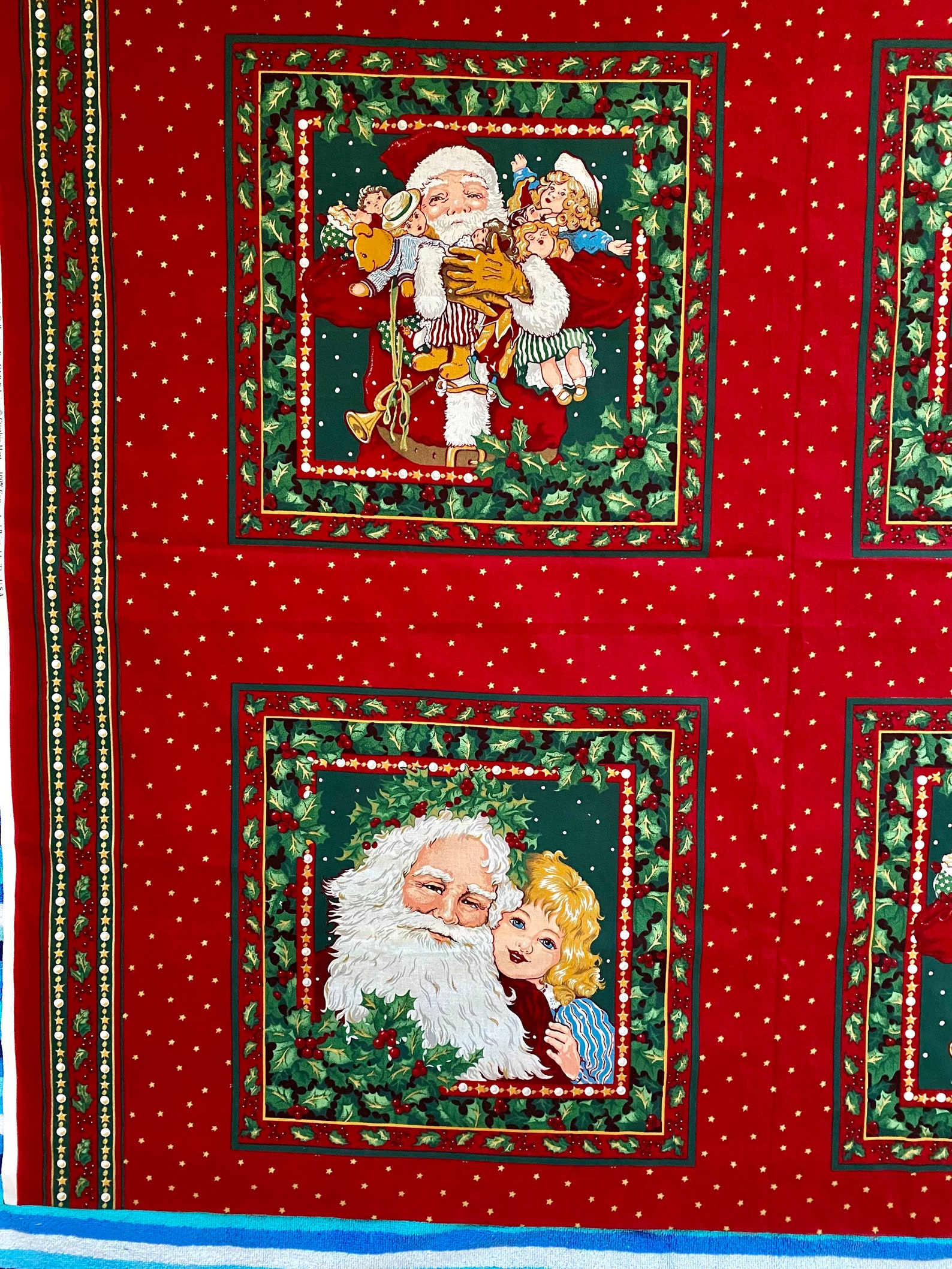 Santa Claus Quilt Fabric Christmas Cynthia Hart Collection Pillow ...