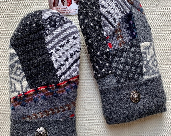 100% Wool Mittens, Handmade Recycled Upcycled Lamb-wool Wool Sweater ...