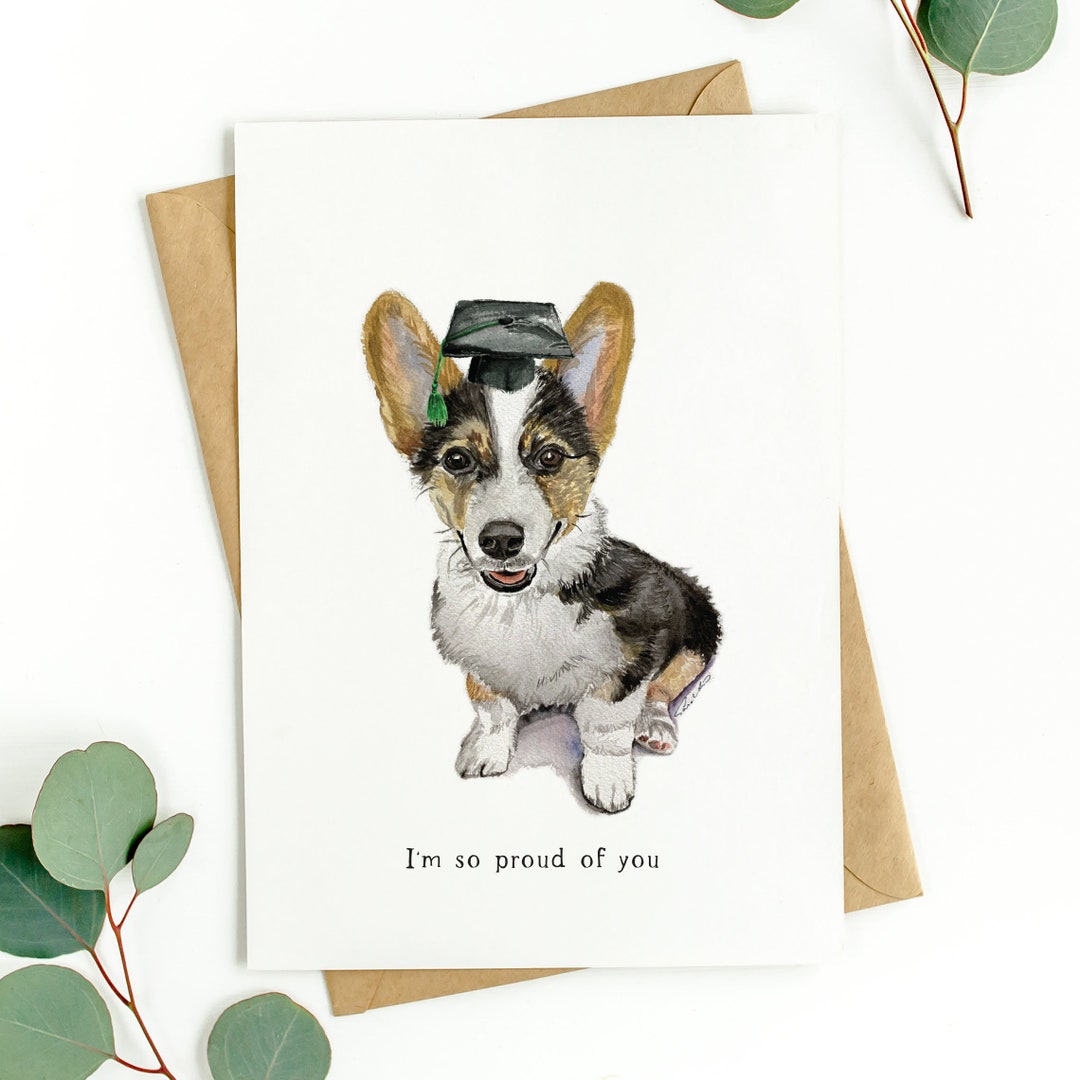 Greeting Card Corgi Graduation - Etsy