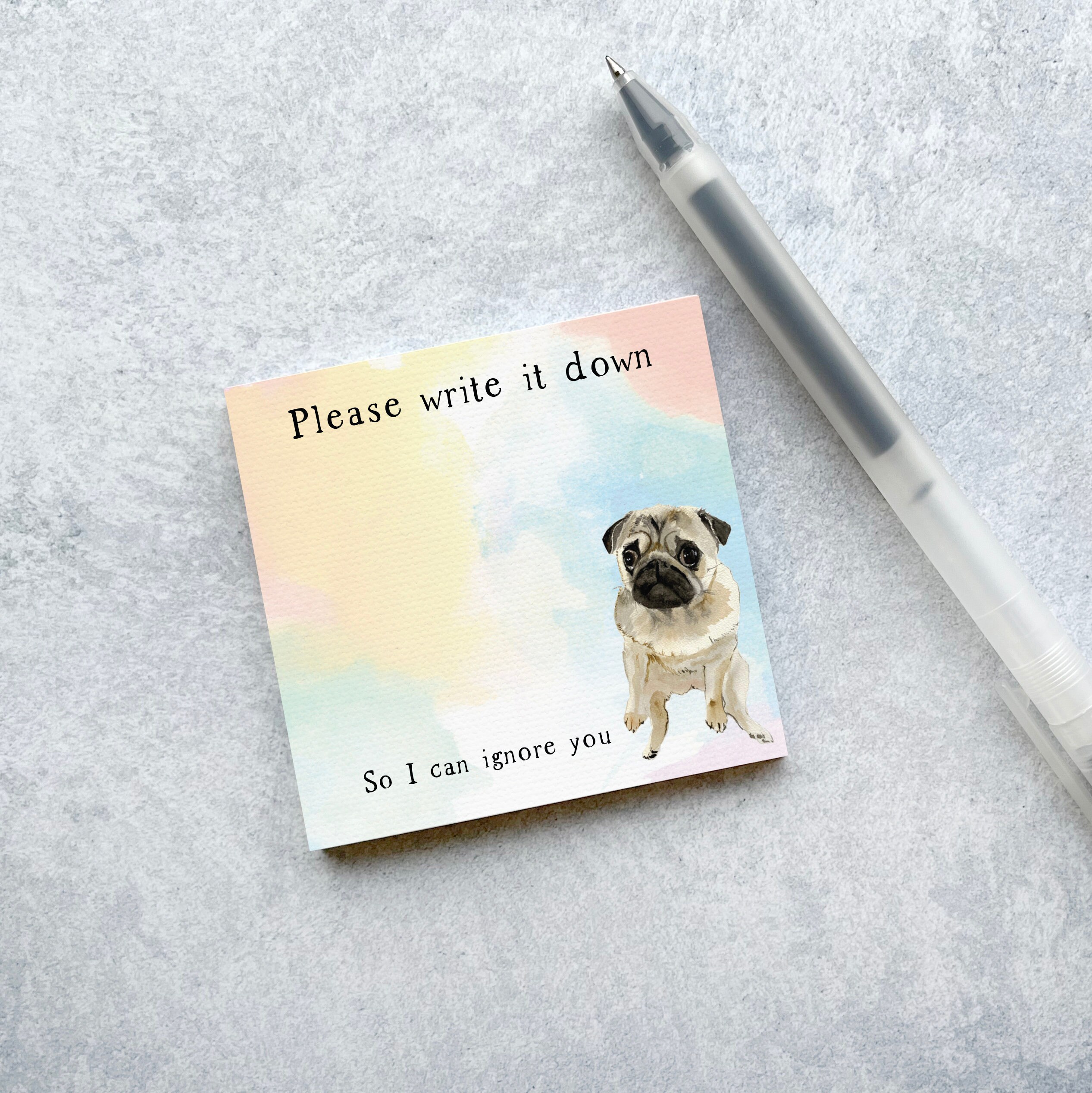 Sticky Notes Pug - Etsy