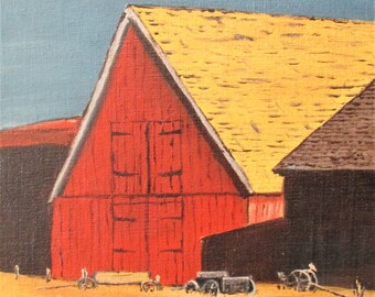 Barn oil painting | Etsy