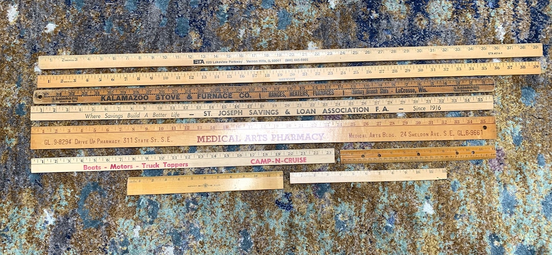 Vintage LOT 9 Rulers YARD STICKS Meter Sticks, Old Wooden Rulers ...