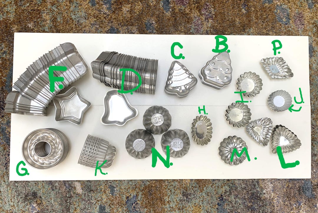 Vintage Tart Tins & Jello Molds Stars Trees Bells, 120 Old Molds ...