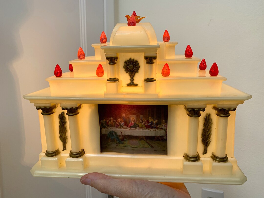 Rare 1940s Noma Glolite Light up Altar and Light up Church W/ Music Box ...