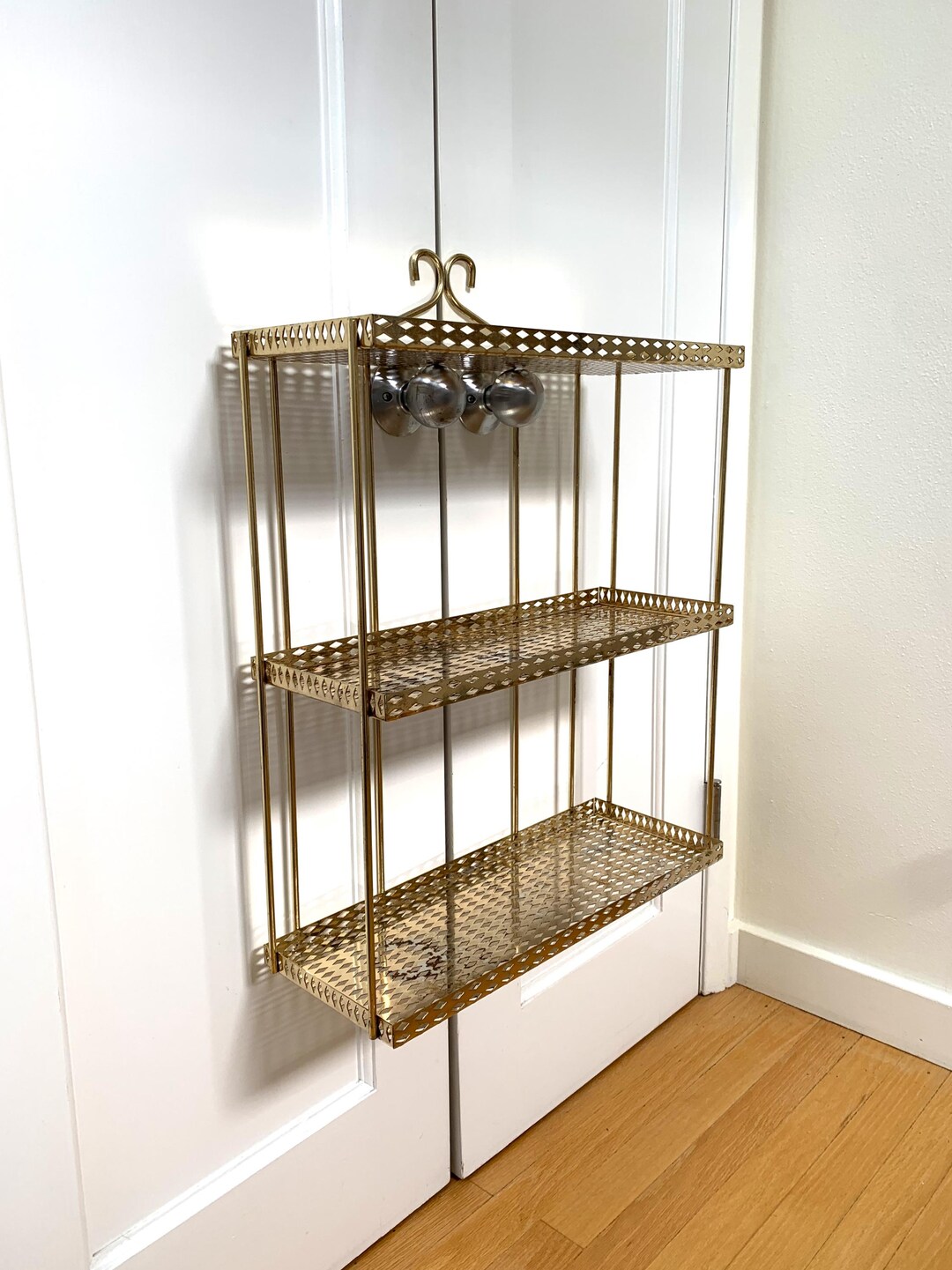Wall Shelf GOLD Metal Mesh Fancy 18 X 21 LARGE Shelf 3 Tiers, Hollywood ...