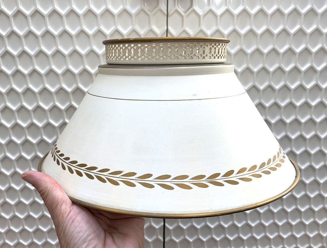 Vintage 12 Lamp Shade Metal Gold & Cream Tole Style - Etsy