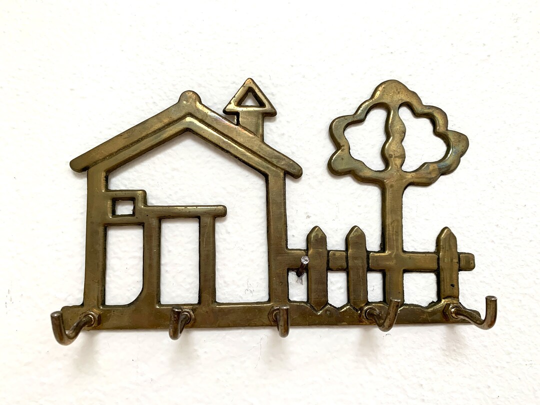 Vintage Key Rack House Home Tree 5 Hookssolid Brass Key - Etsy