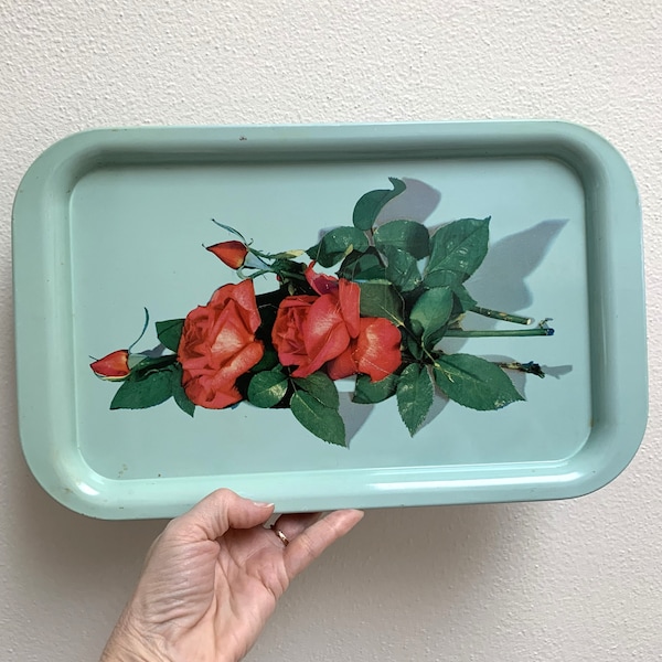 Floral Metal Tray - Etsy