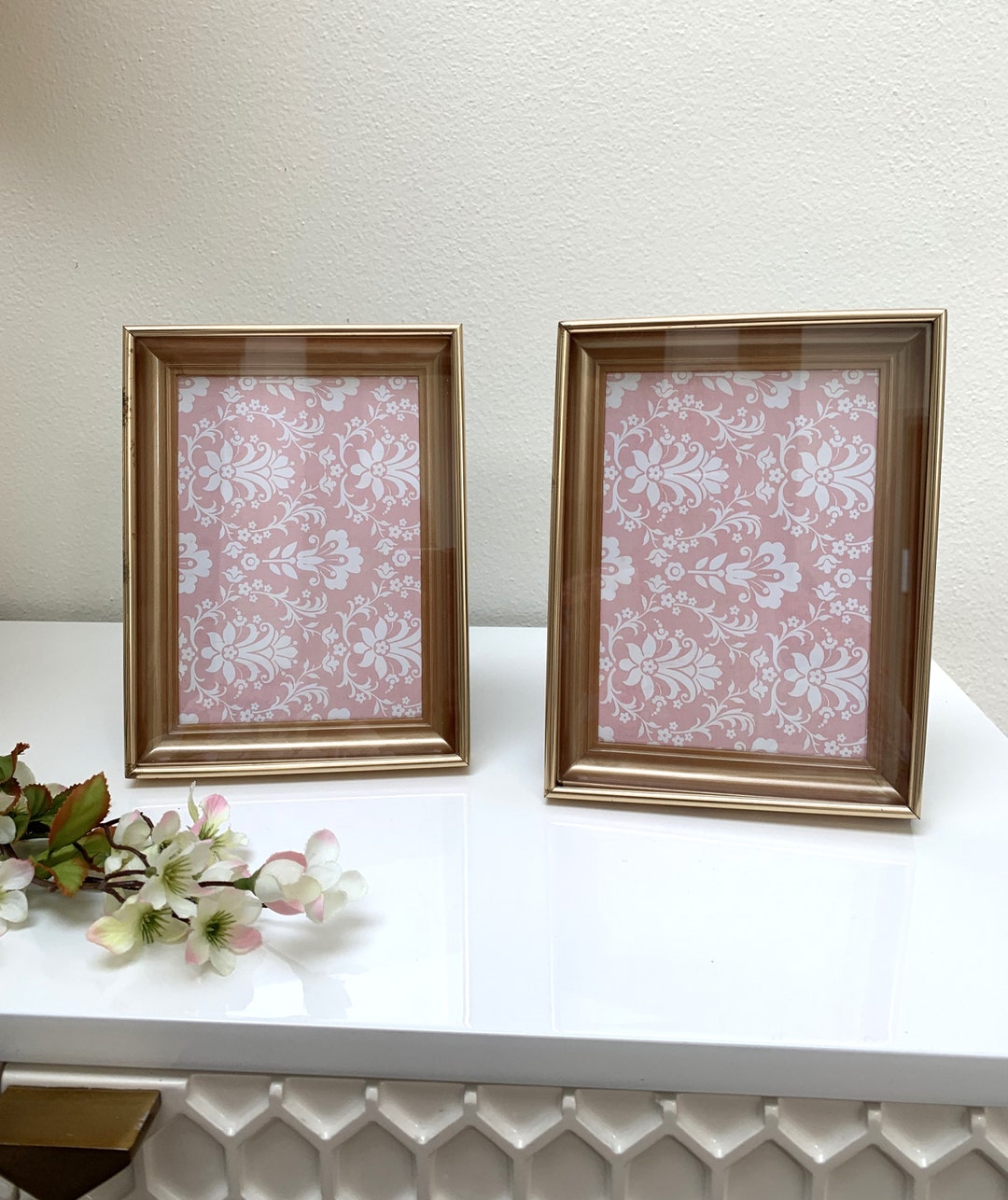 Vintage 5 by 7 Frames, Thick Gold INSET Frames, STAND Horiz/vertical ...