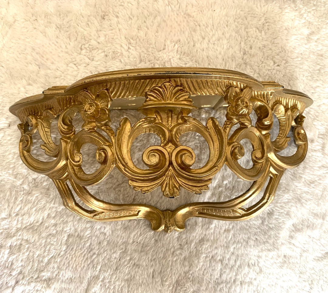 Large Gold Wall Shelf, Italian Fancy Decorative Gold Gilded Display ...