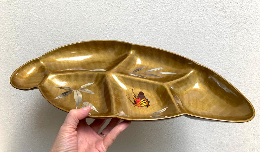 Retro Party Serving TRAY, Vintage Catalina Woodenware, Shimmering Gold ...