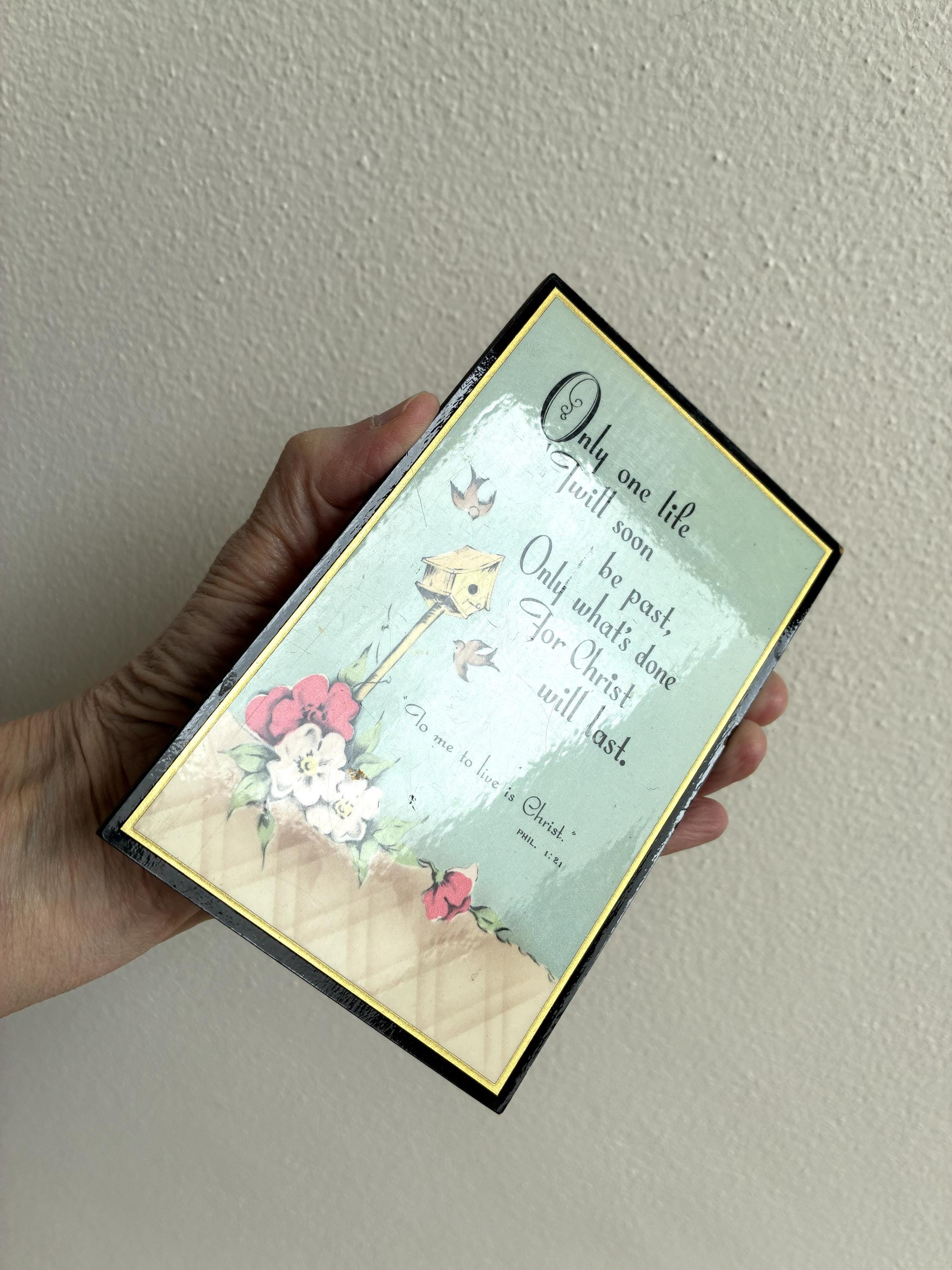 1940s Wall Plaque Bible Verse, Pretty Pastels, Phil 1:21, Religious Art ...