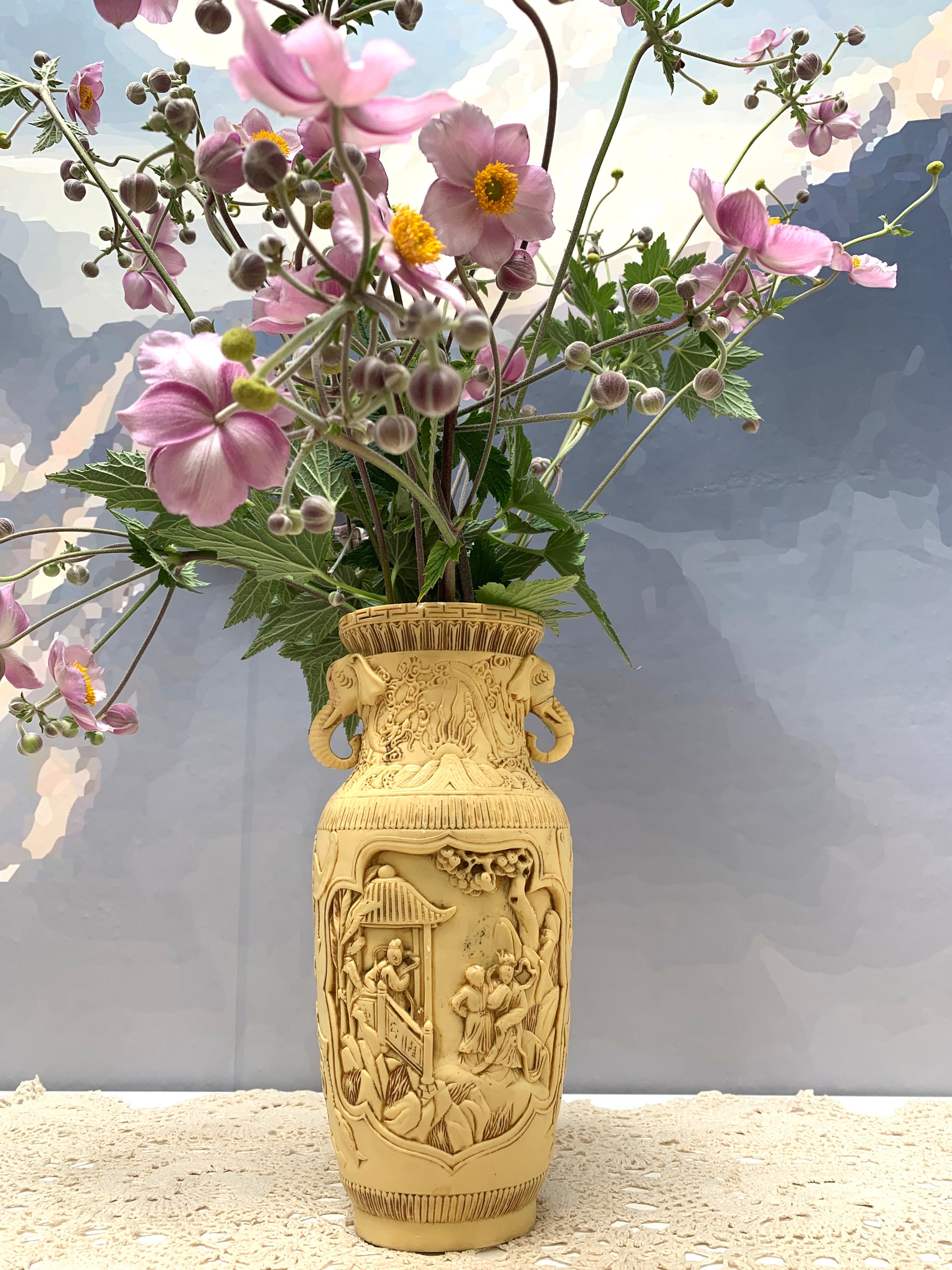 Carved Faux Bone Vase - Etsy