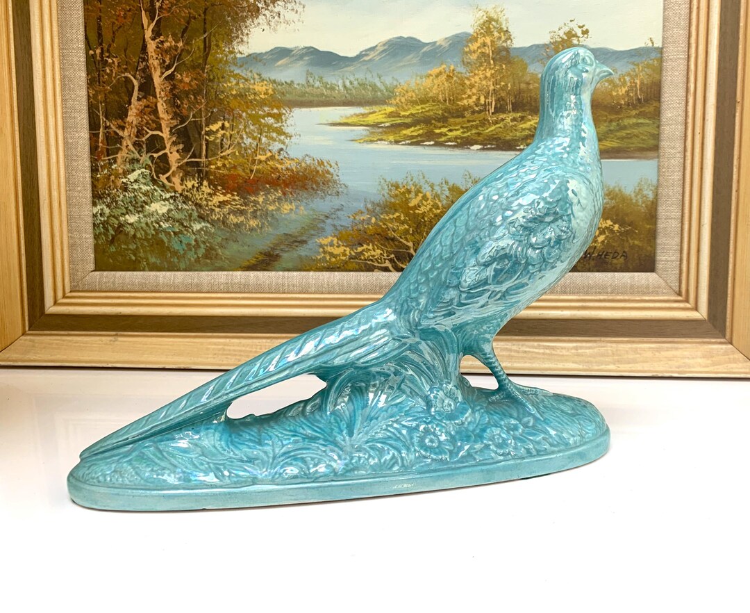 Large BIRD Statue, HOLLAND MOLD Hand Painted Pheasant Peahen,long ...