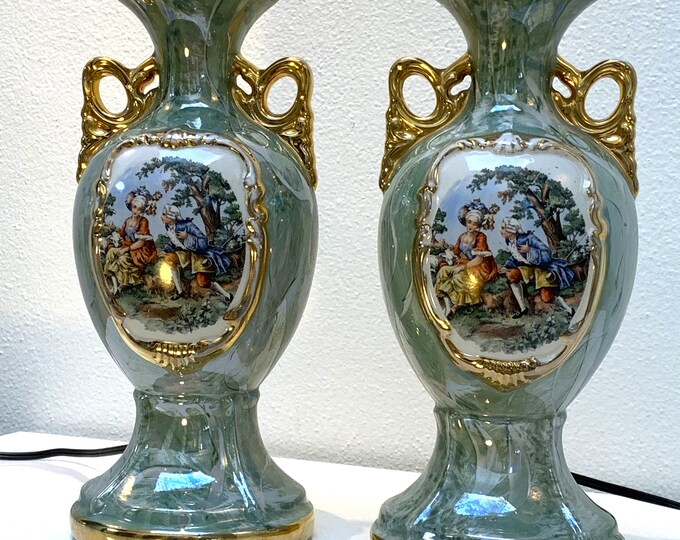 Reserved Terry Set Table Lamps, GLAM Pair Victorian Style Bedside Lamps ...