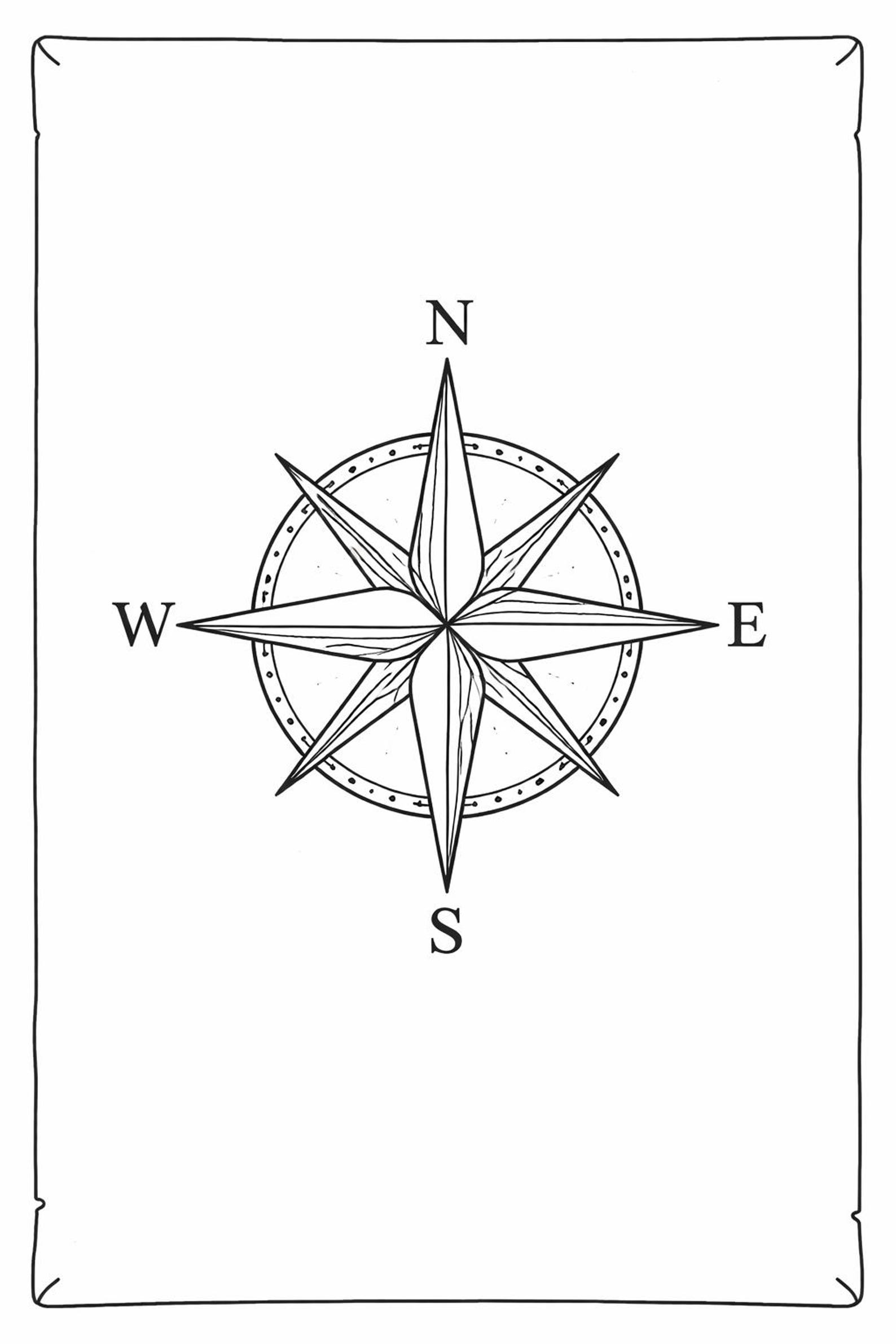 Compass Colouring Page – Neuroaffirming Printable Line Art - Etsy