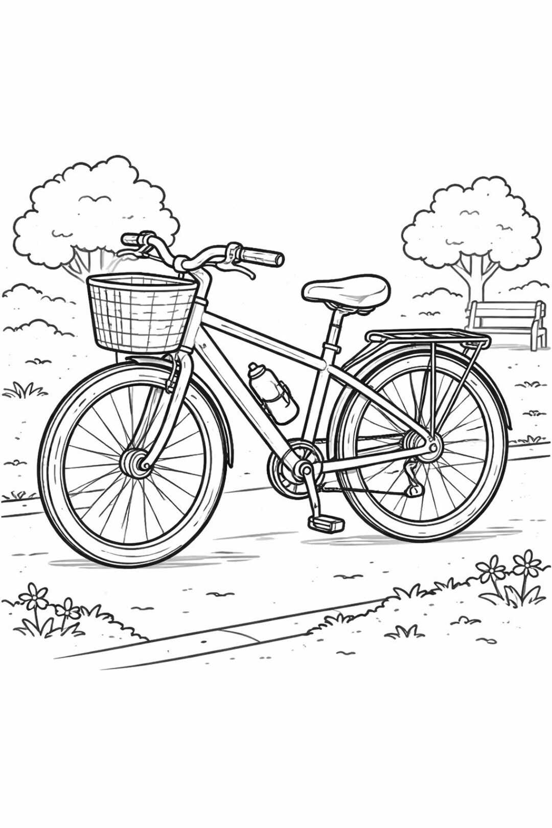 Bicycle Colouring Page – Neuroaffirming Printable Line Art - Etsy