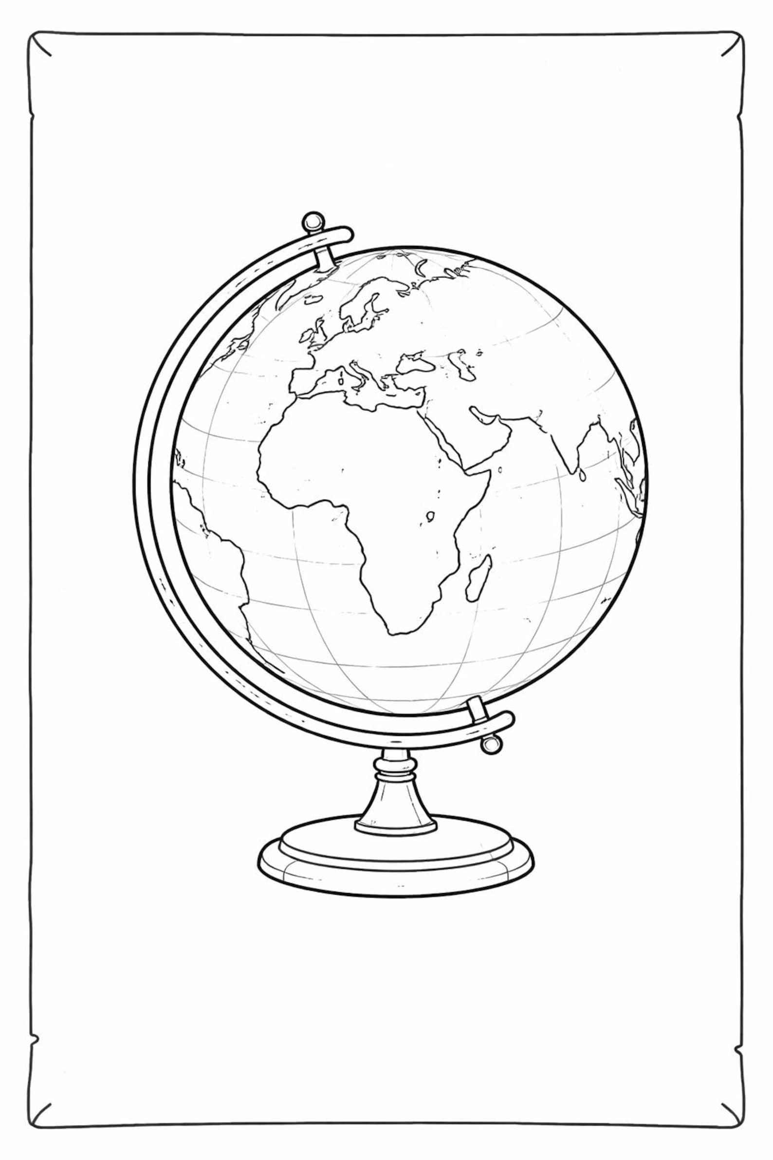 World Globe Colouring Page – Neuroaffirming Printable Line Art - Etsy