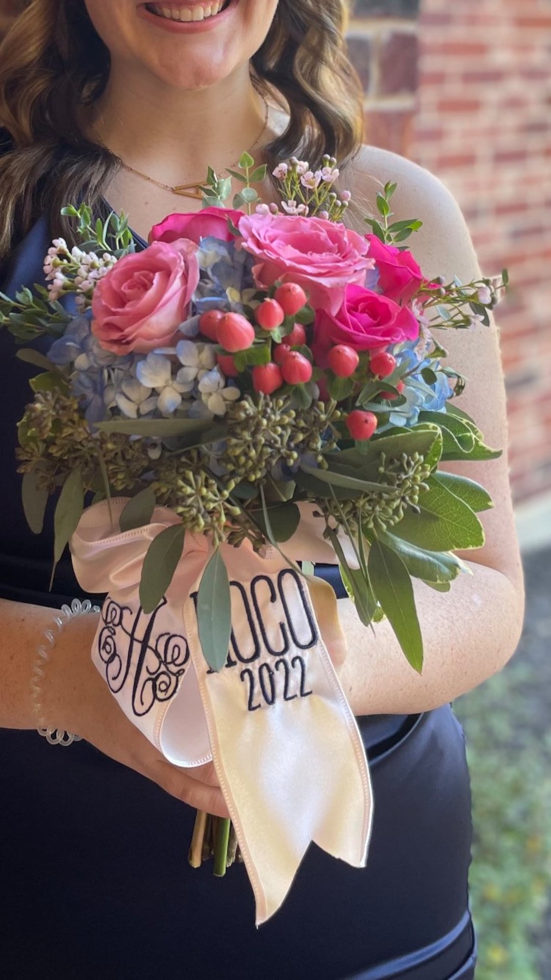 Prom Bouquet Ribbon, Preppy Prom Embroidered Ribbon, Wedding or Prom ...