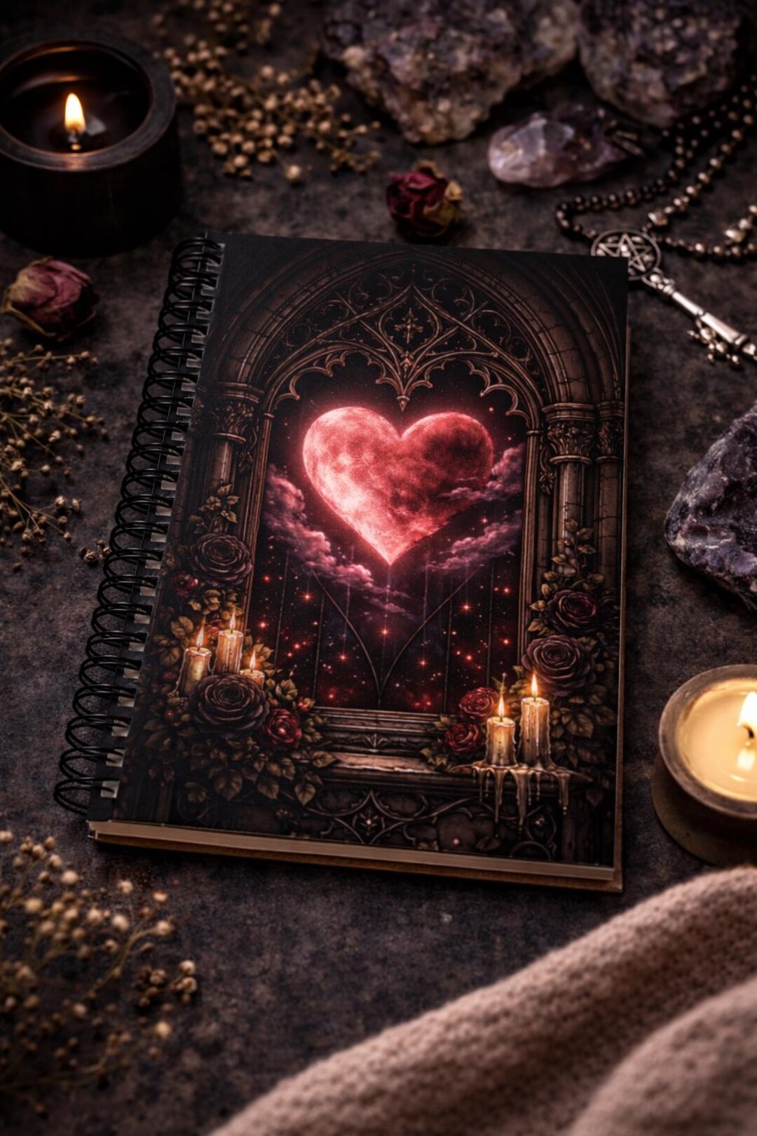 Gothic Heart Spiral Notebook | Dark Romance Journal | Cathedral Window ...