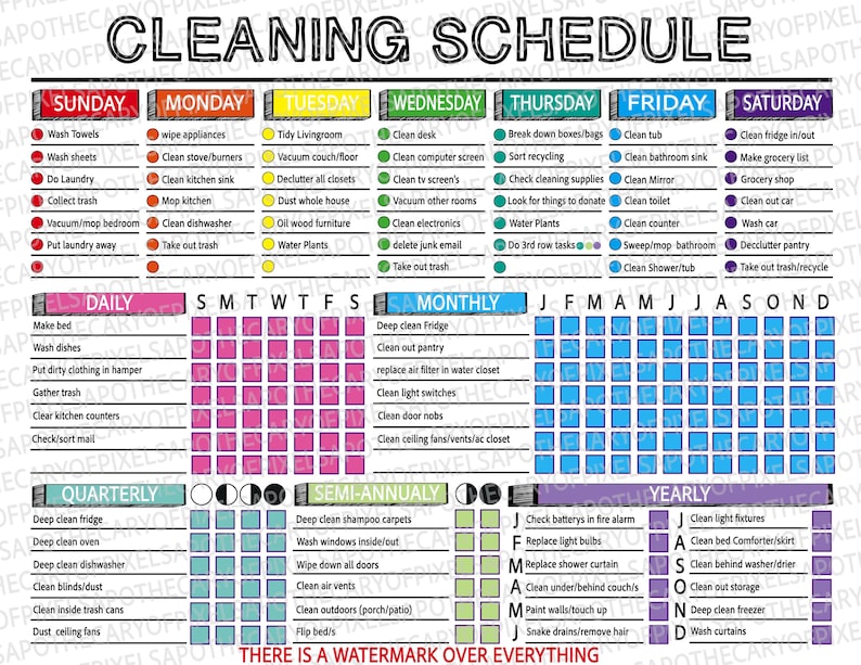DIGITAL DOWNLOAD- Cleaning Planner, Household Chores, Chore Chart ...