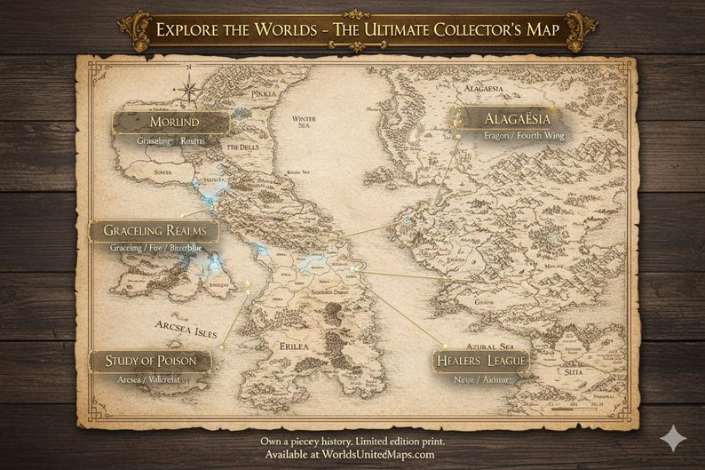 Vintage Fantasy World Map for Dragon Riders and Tabletop Lore, Old ...