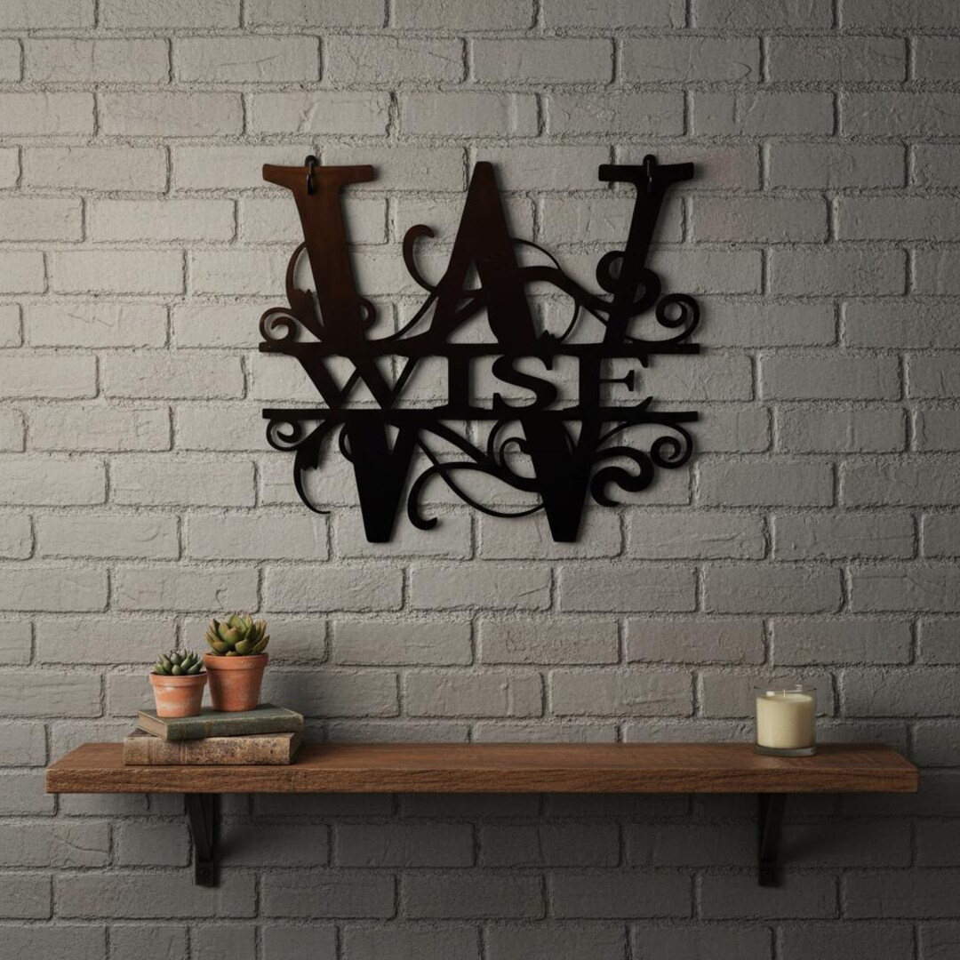 Monogrammed Wall Sign Last Name Metal Hanger Decor Family Signs Decors ...