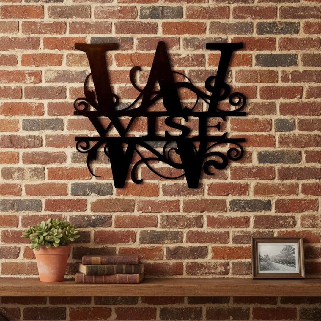 Monogrammed Wall Sign Last Name Metal Hanger Decor Family Signs Decors ...