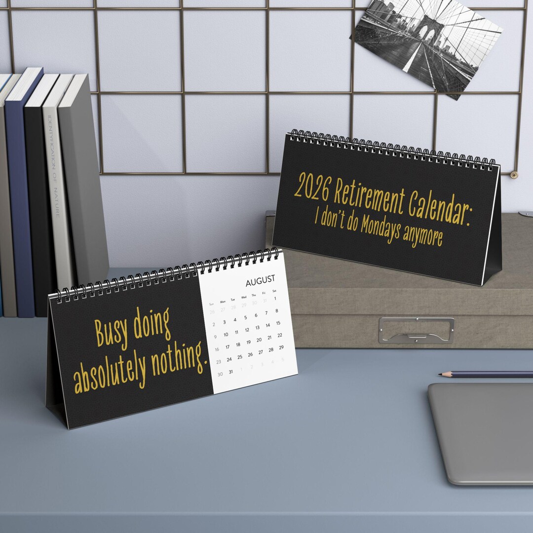Funny Retirement Desktop Calendar 2026 | Spiral Desk Calendar for ...