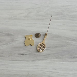 Vintage '80s Harrods Teddy Bear Pin Badge & Gold Tennis Racket - Etsy