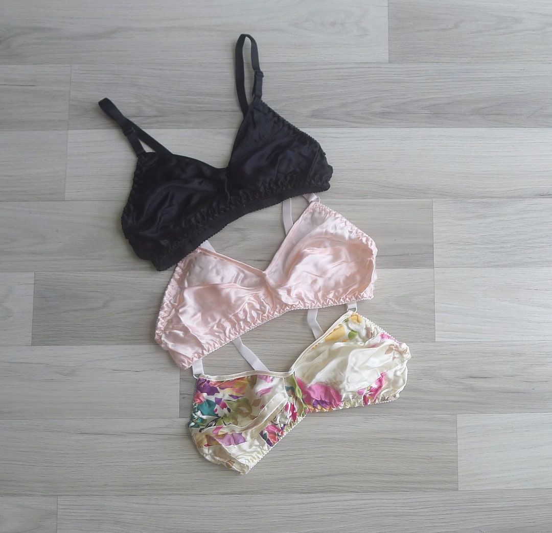 Restocking Soon - - - - - Vintage 80s Silk Wireless Bralette Triangle ...