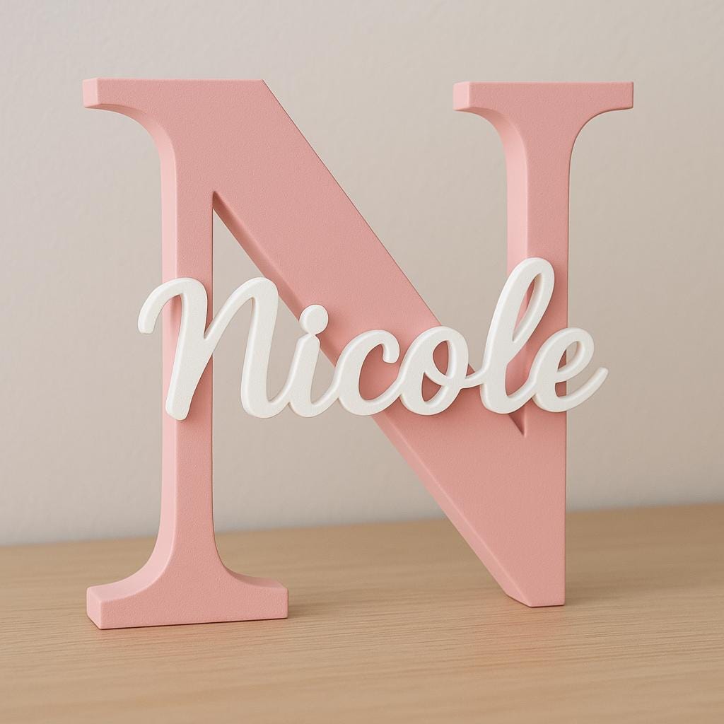 Personalized Initial Name Sign | Custom Freestanding Decor (3D Printed ...