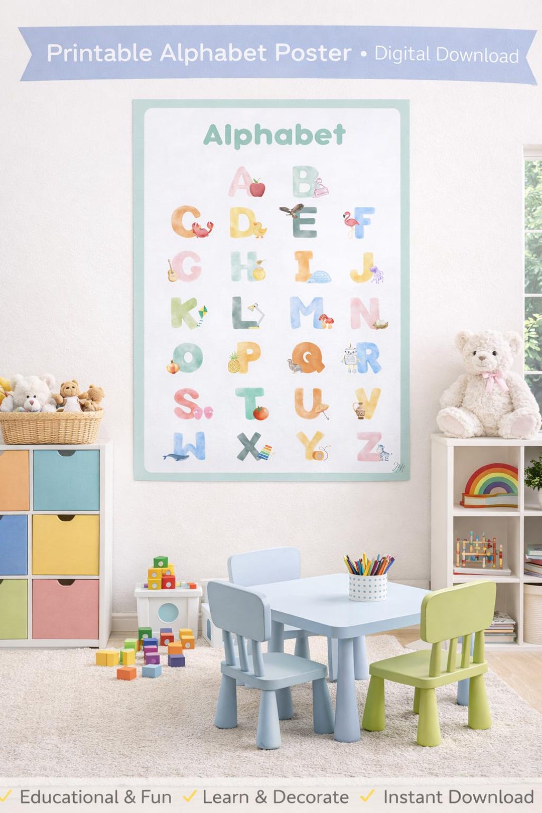 Pastel ABC Kids Poster/wall Art Digital Download) - Etsy